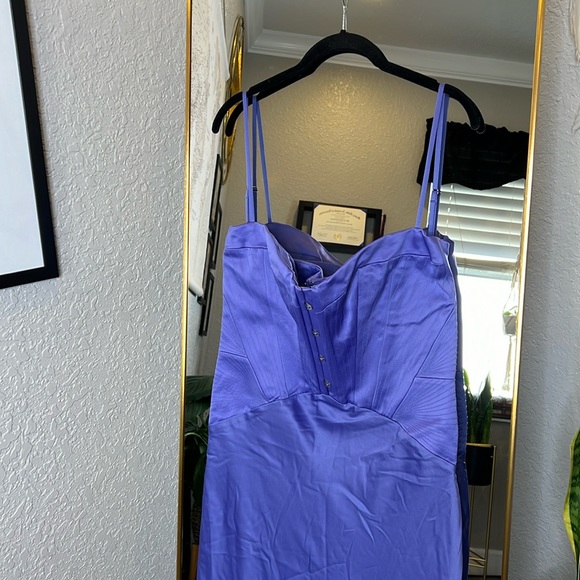 House of CB | Dresses | House Of Cb Imogen Periwinkle Satin Corset Midi ...